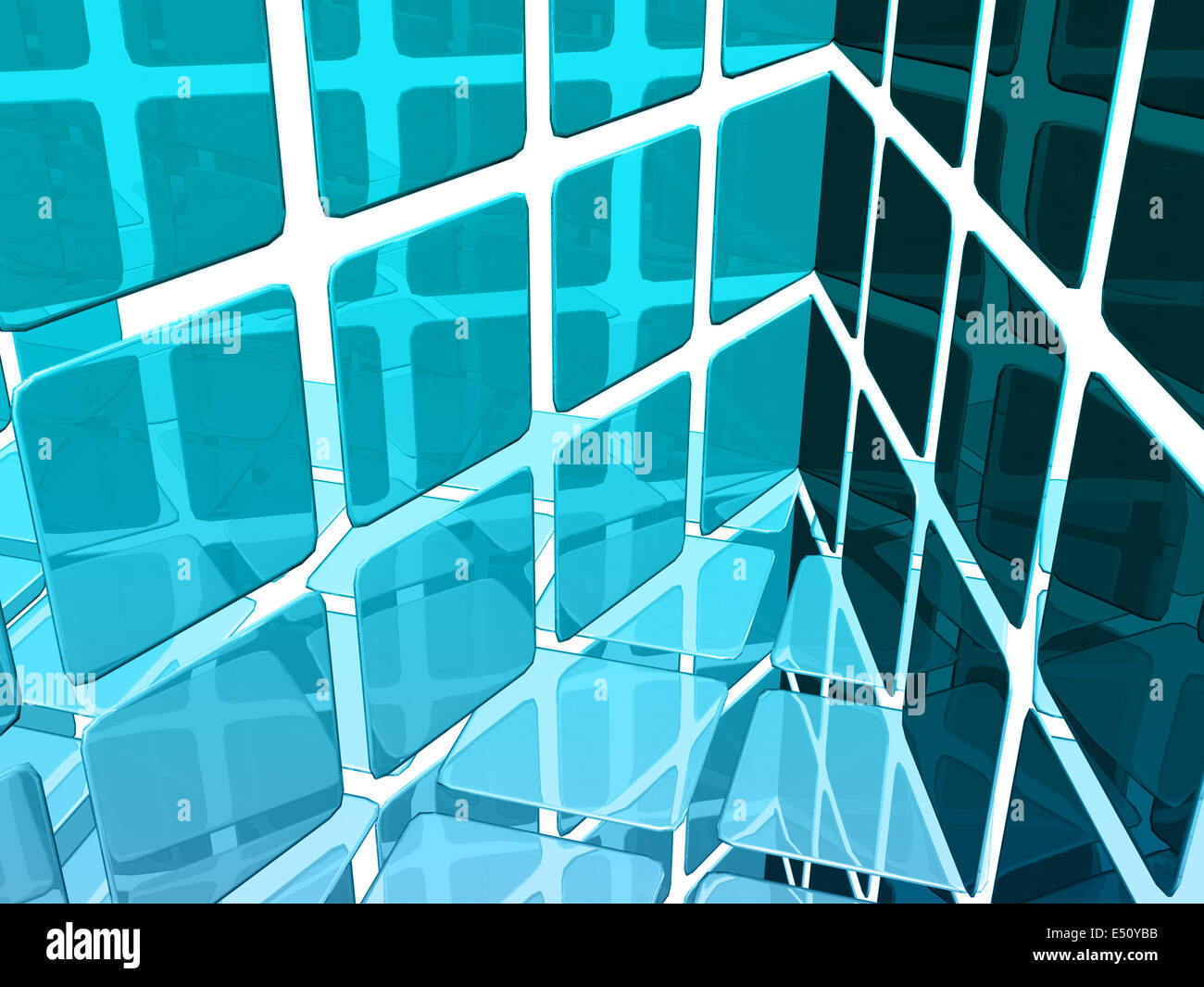 Blue dimensional shapes with highlights and reflections Stock Photo - Alamy