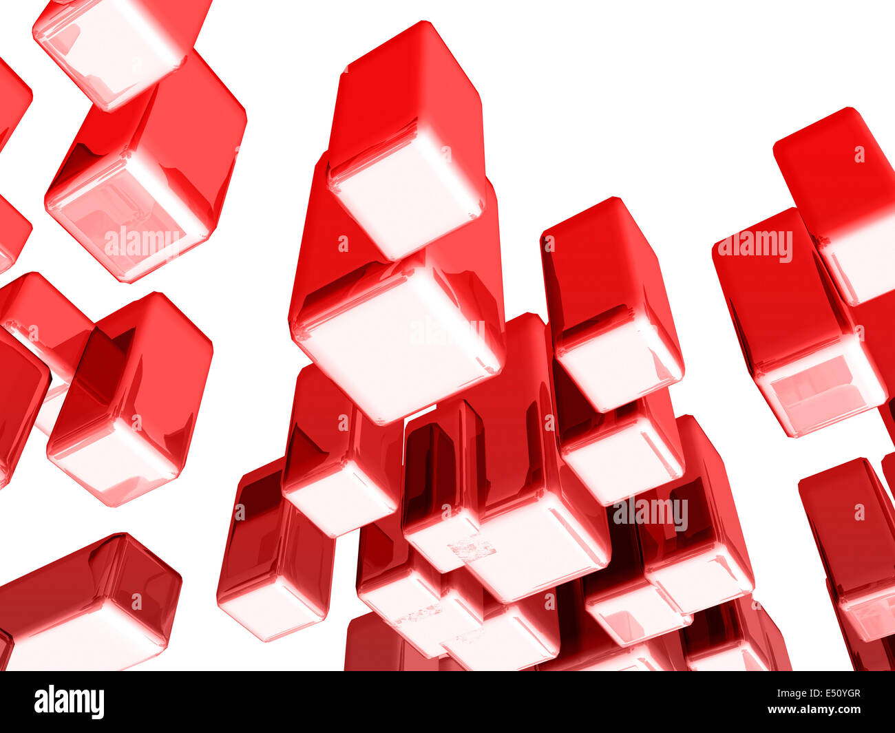 Red dimensional shapes with highlights and reflections Stock Photo - Alamy
