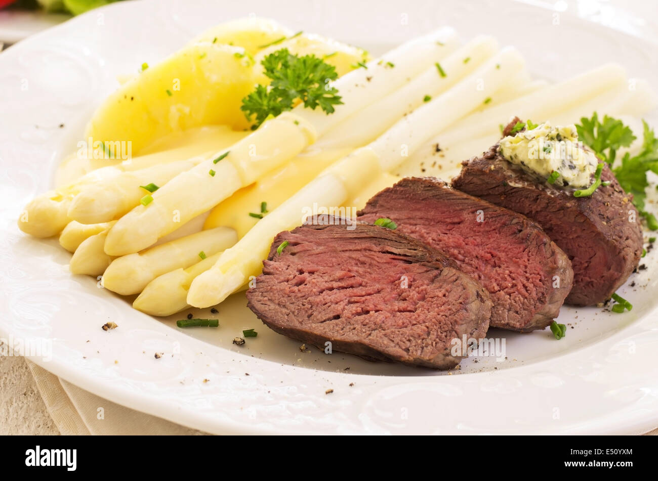 steak with asparagus Stock Photo - Alamy