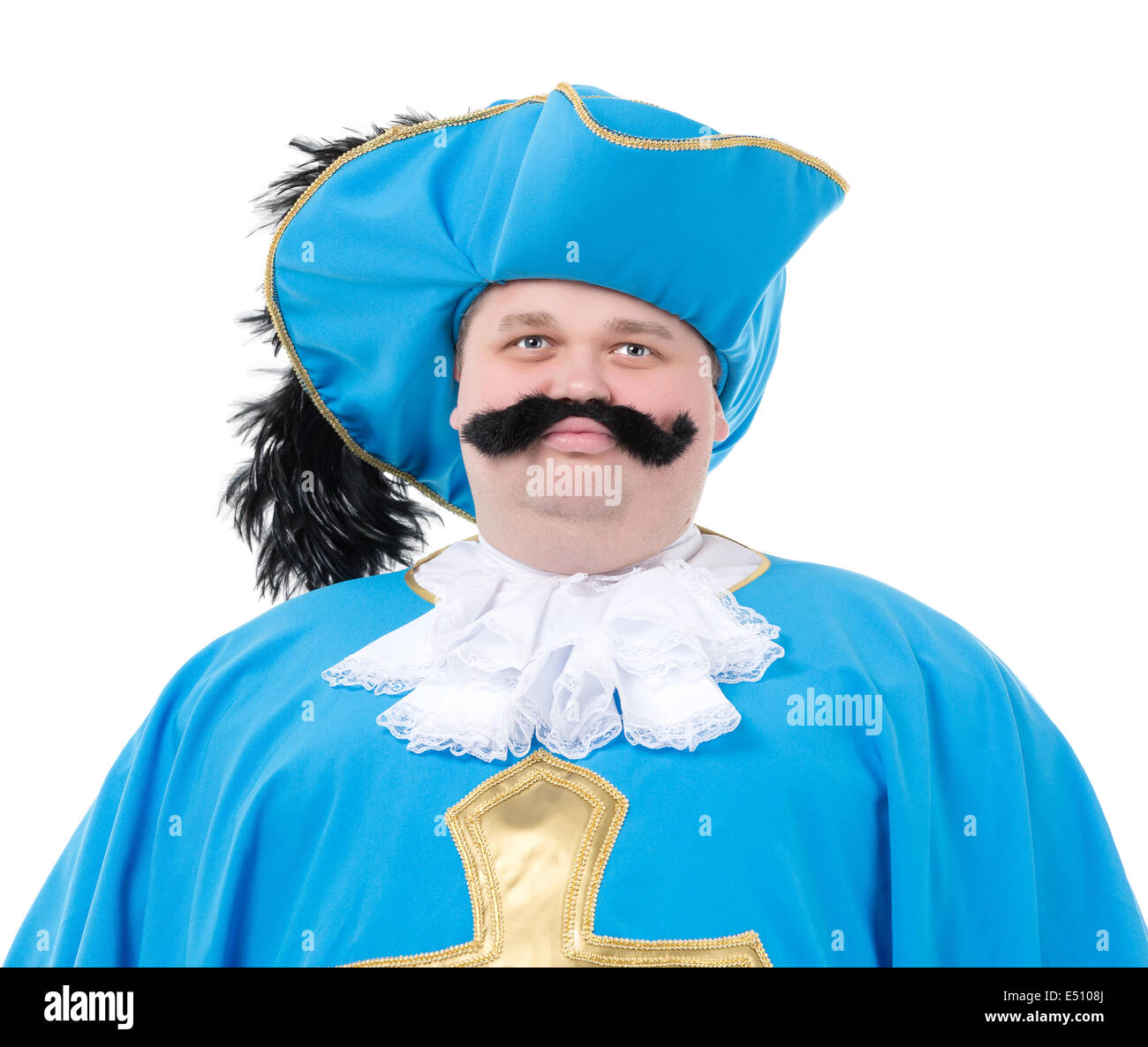 Musketeer in turquoise blue uniform Stock Photo - Alamy