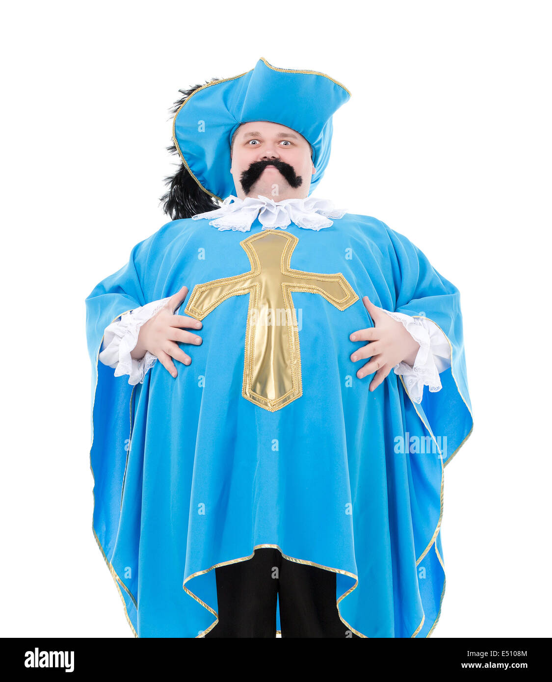 Musketeer in turquoise blue uniform Stock Photo - Alamy