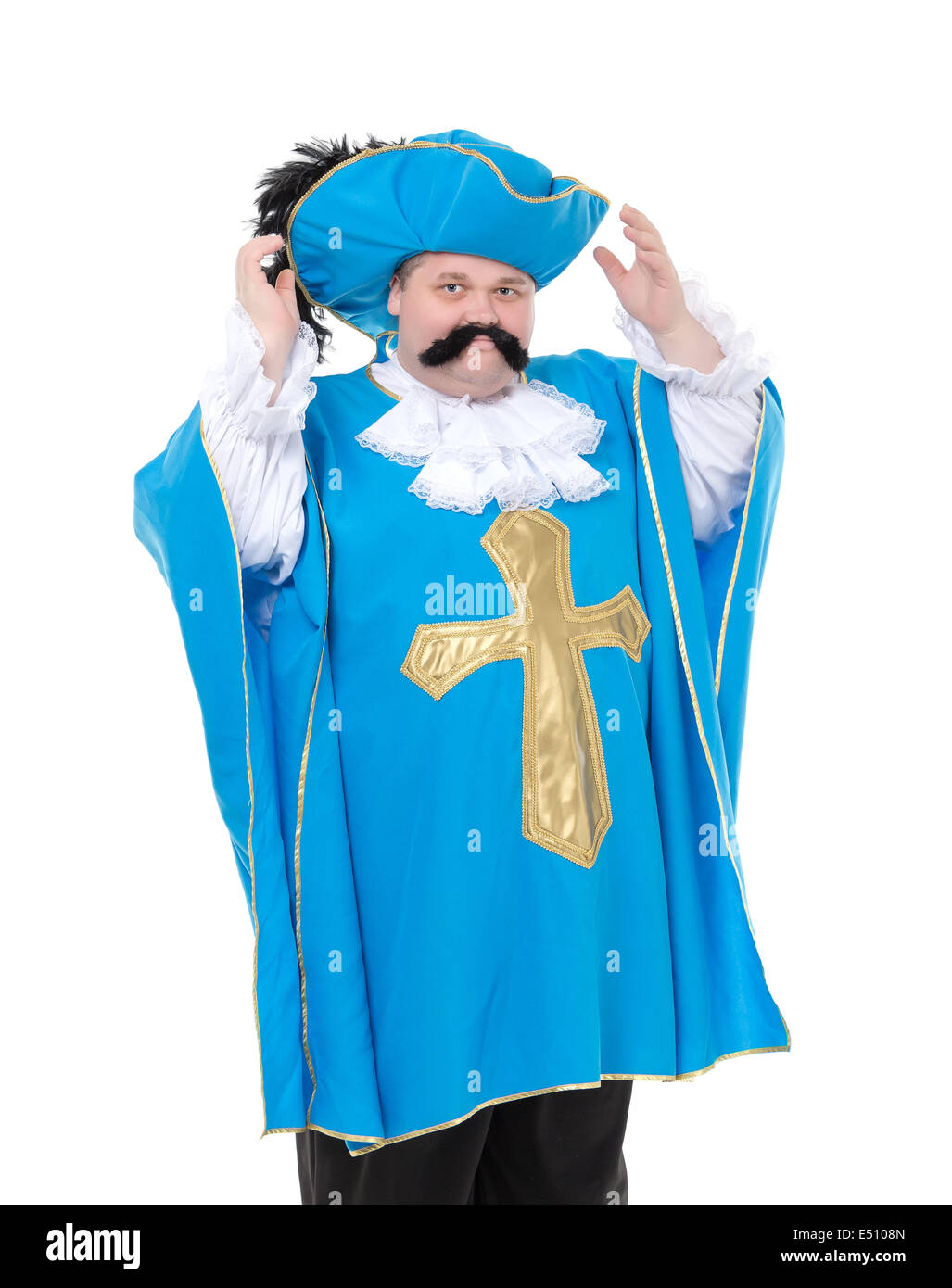 Musketeer in turquoise blue uniform Stock Photo - Alamy