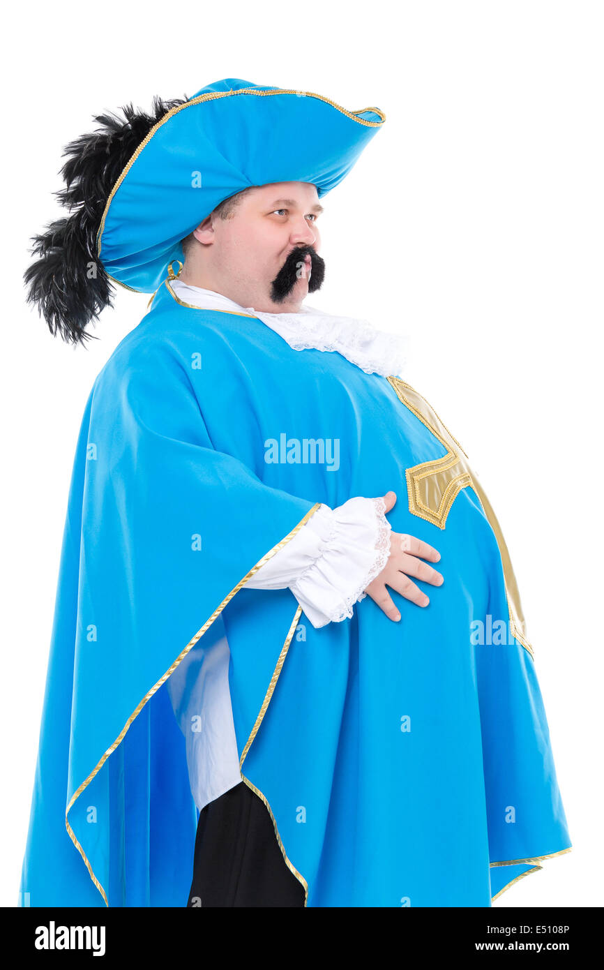 Musketeer in turquoise blue uniform Stock Photo - Alamy