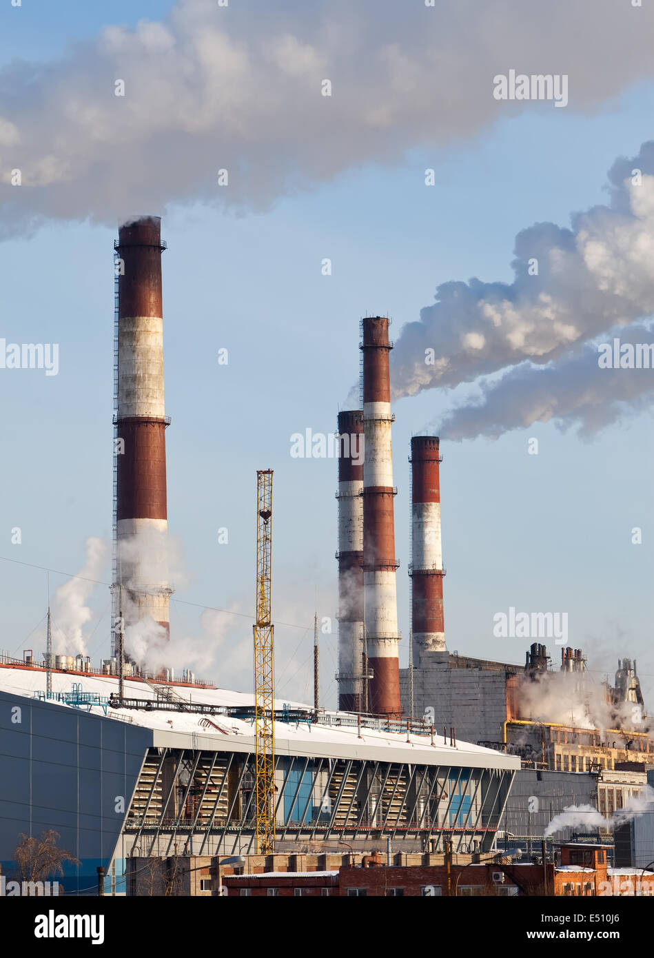 Industrial landscape Pipe with smoke Stock Photo - Alamy