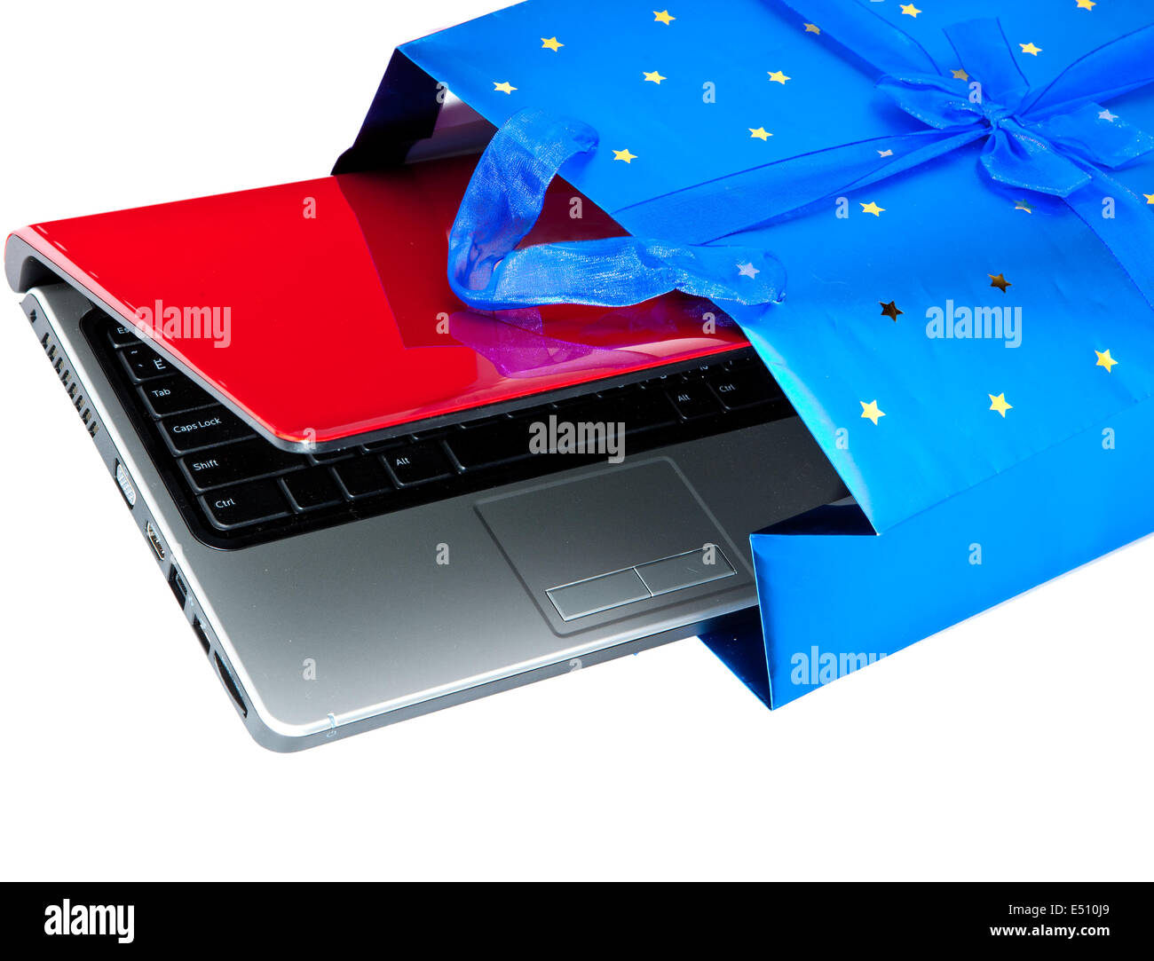 The laptop in a gift package Stock Photo - Alamy