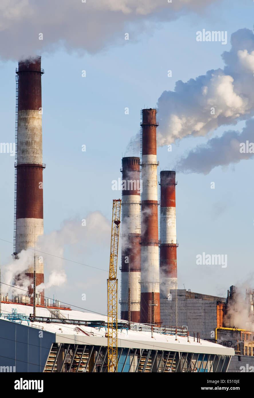Industrial landscape Pipe with smoke Stock Photo - Alamy