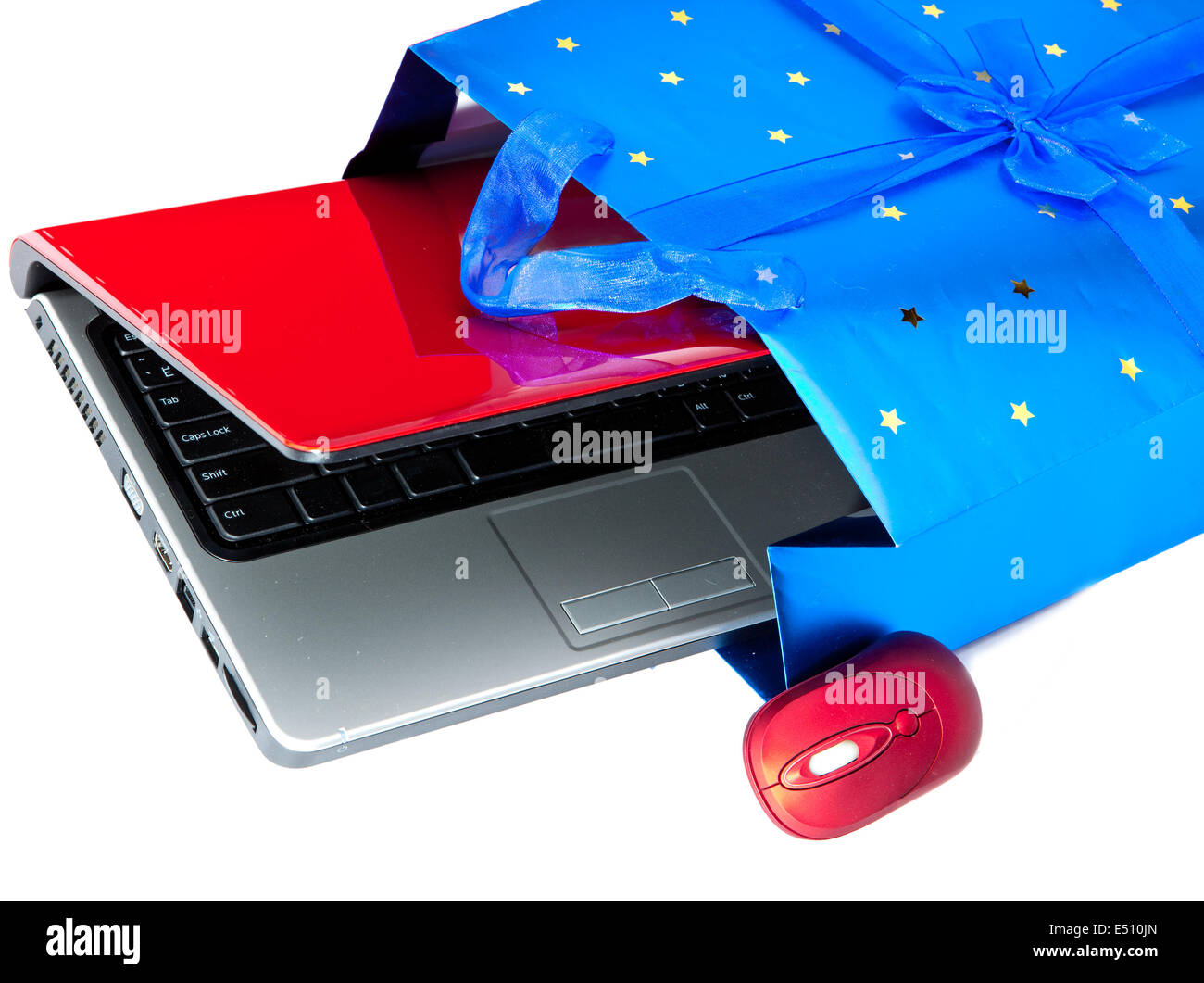 The laptop in a gift package Stock Photo - Alamy
