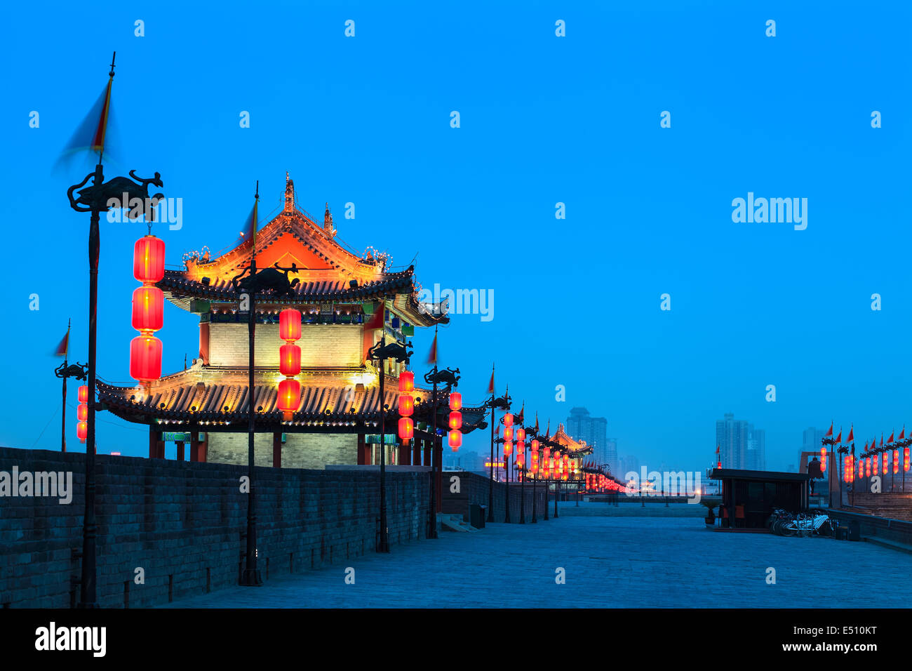 xian city wall at night Stock Photo - Alamy