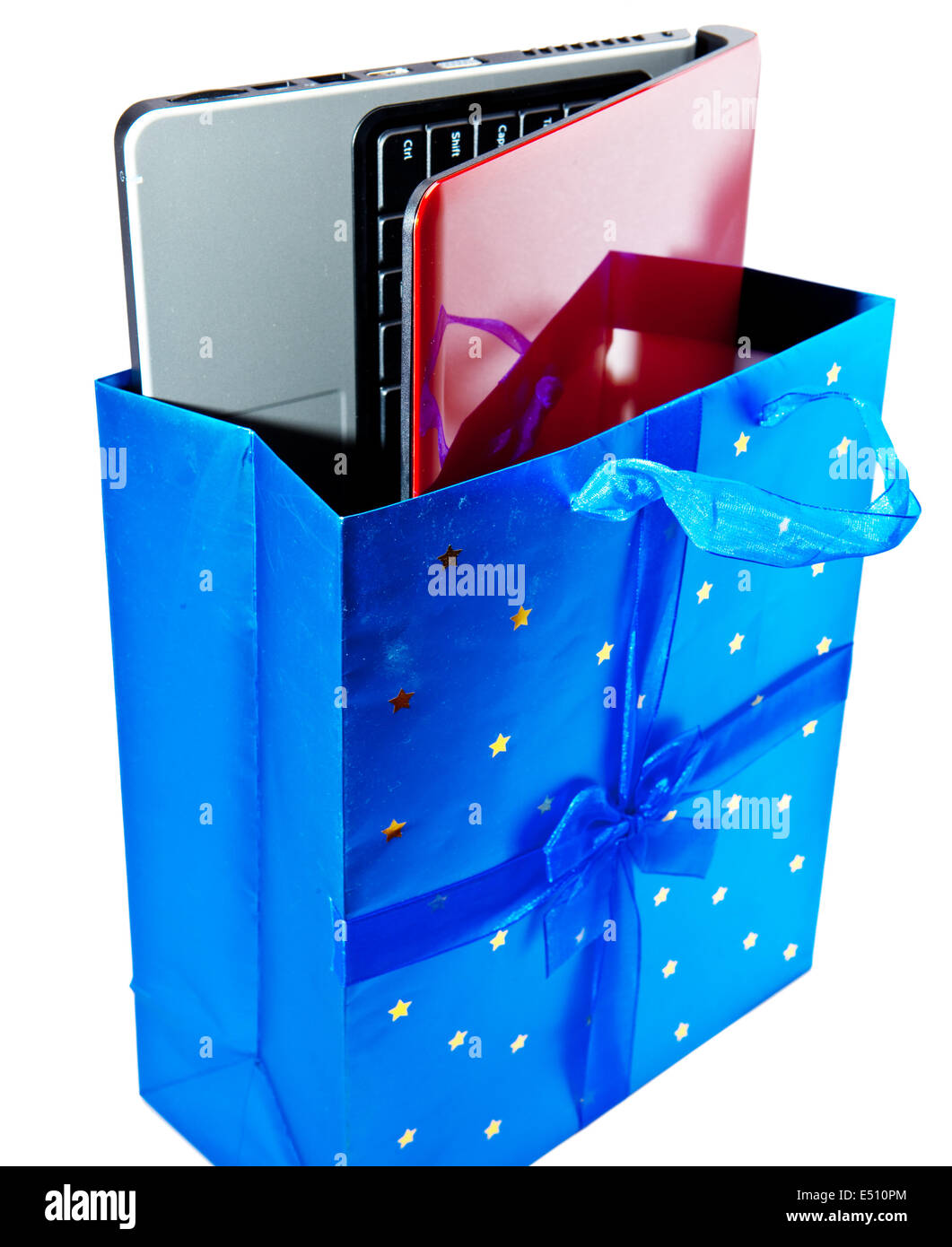 The laptop in a gift package Stock Photo - Alamy
