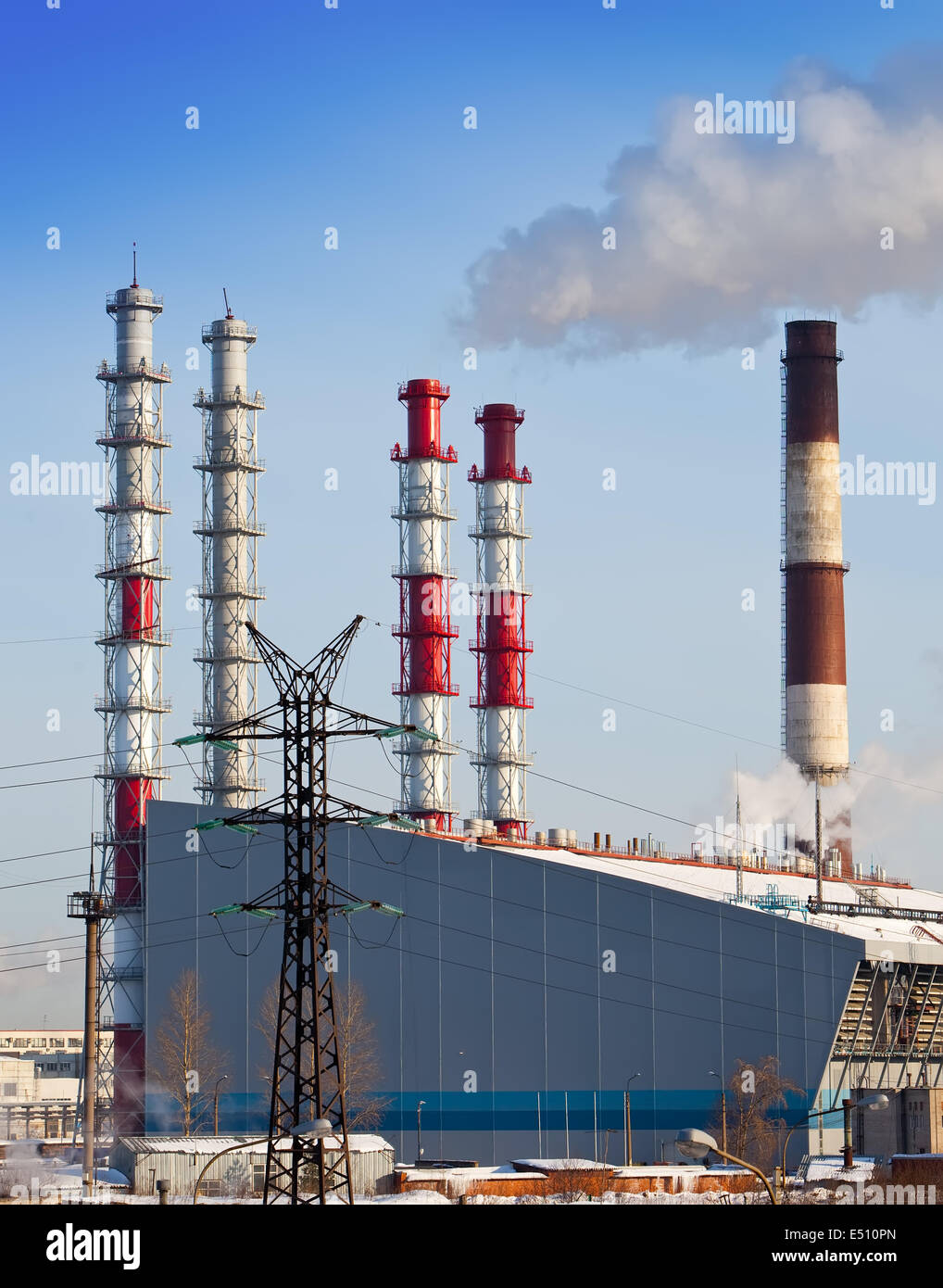 Industrial landscape Pipe with smoke Stock Photo - Alamy