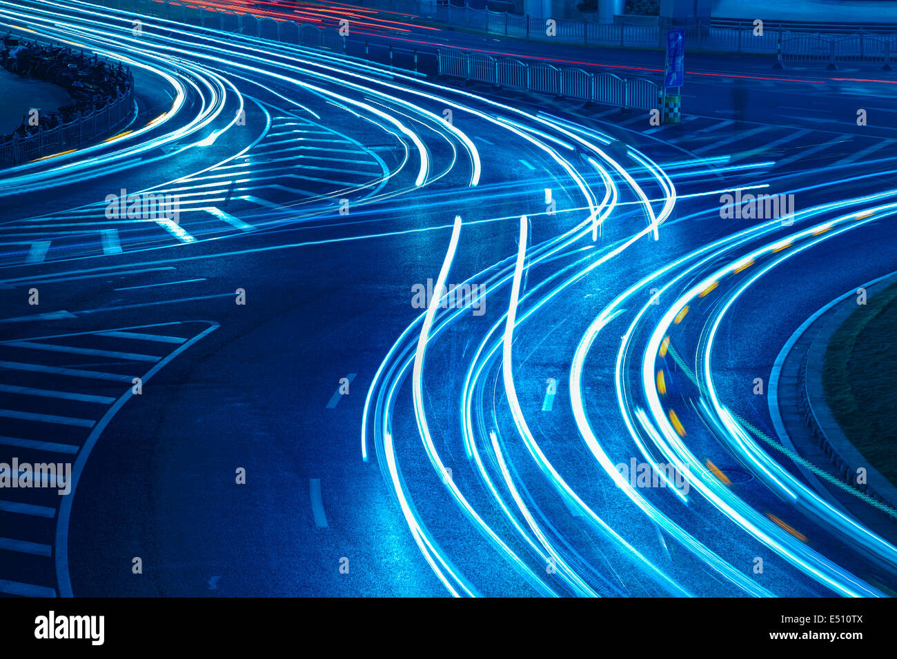 light trails on the urban road Stock Photo - Alamy