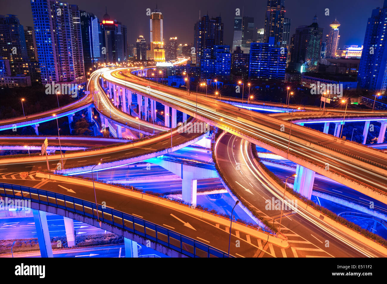 colorful overpass at night Stock Photo - Alamy