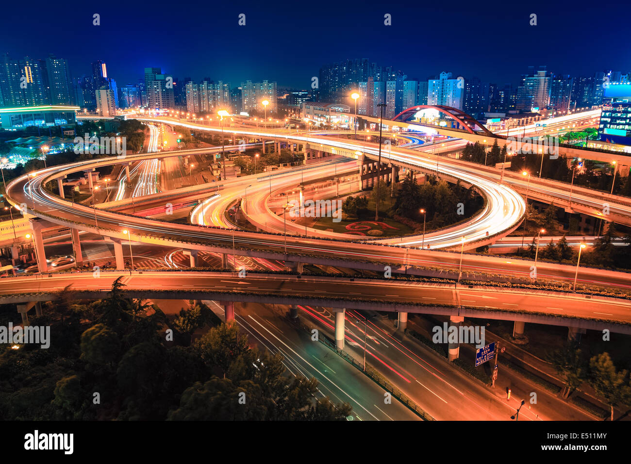 shanghai overpass at night Stock Photo - Alamy