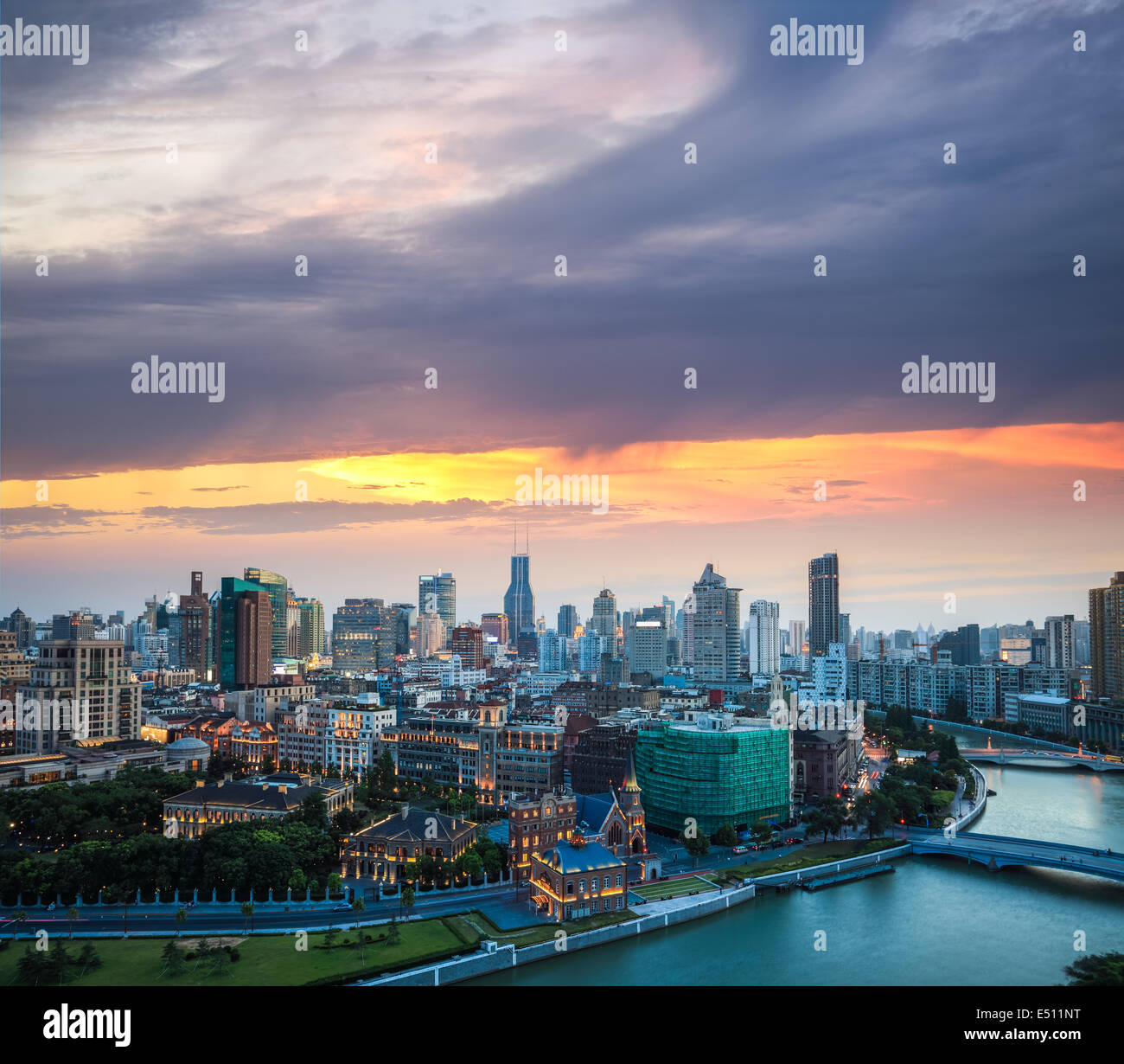 beautiful shanghai in sunset Stock Photo - Alamy
