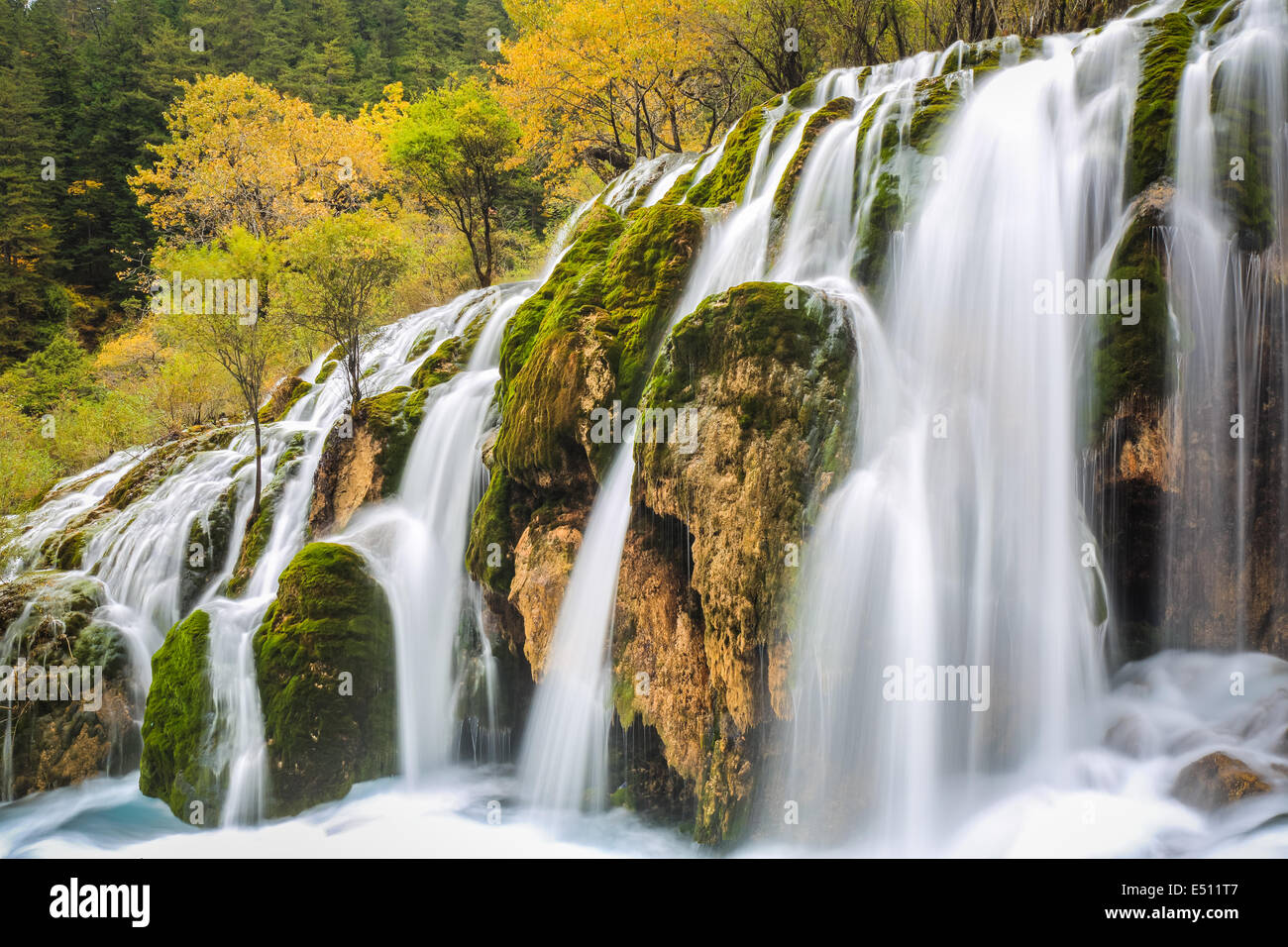 beautiful waterfall in colorful autumn Stock Photo - Alamy