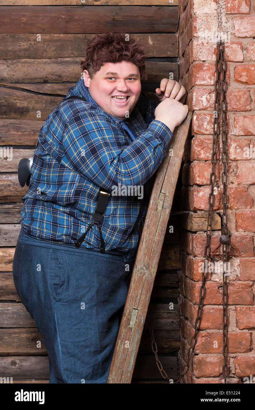 Happy overweight young man Stock Photo - Alamy