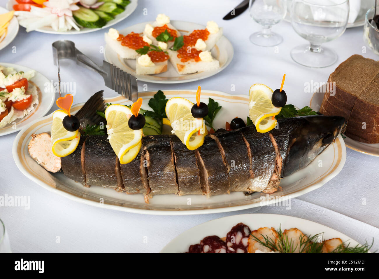 Delicious sandwich salmon fish pieces hi-res stock photography and ...