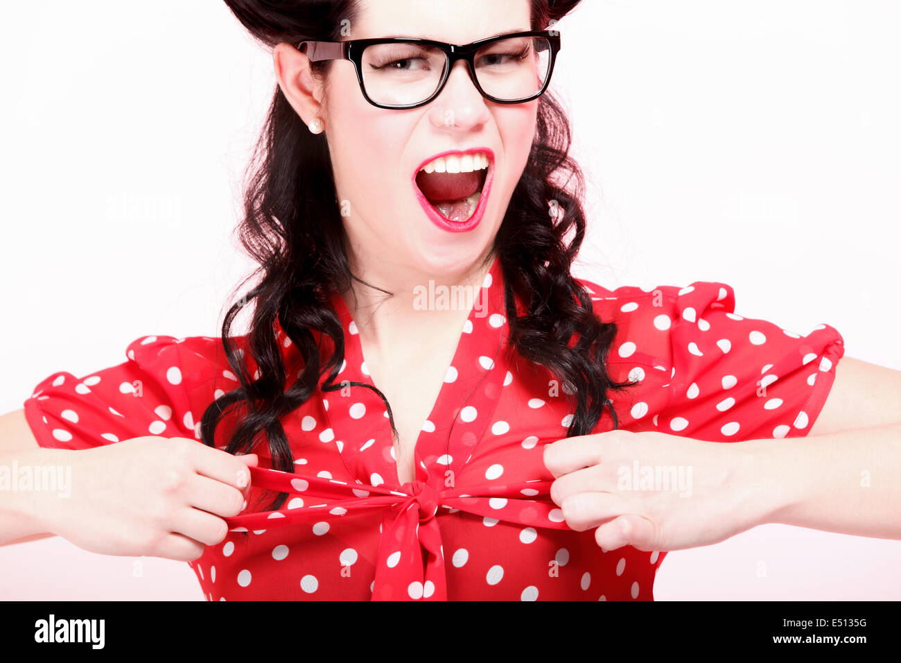 Retro woman screaming hi-res stock photography and images - Alamy