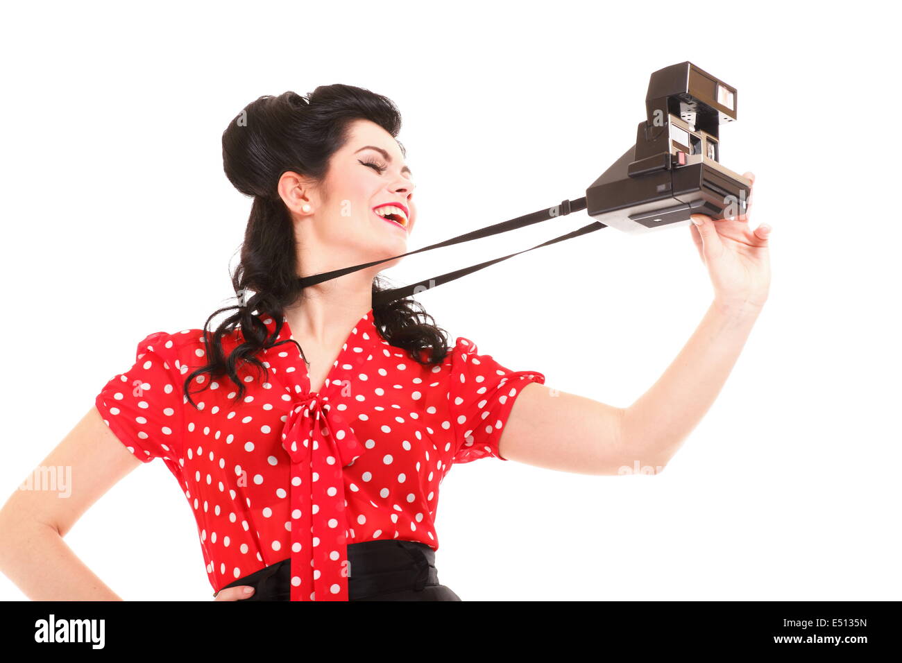 Excited woman retro hi-res stock photography and images - Alamy