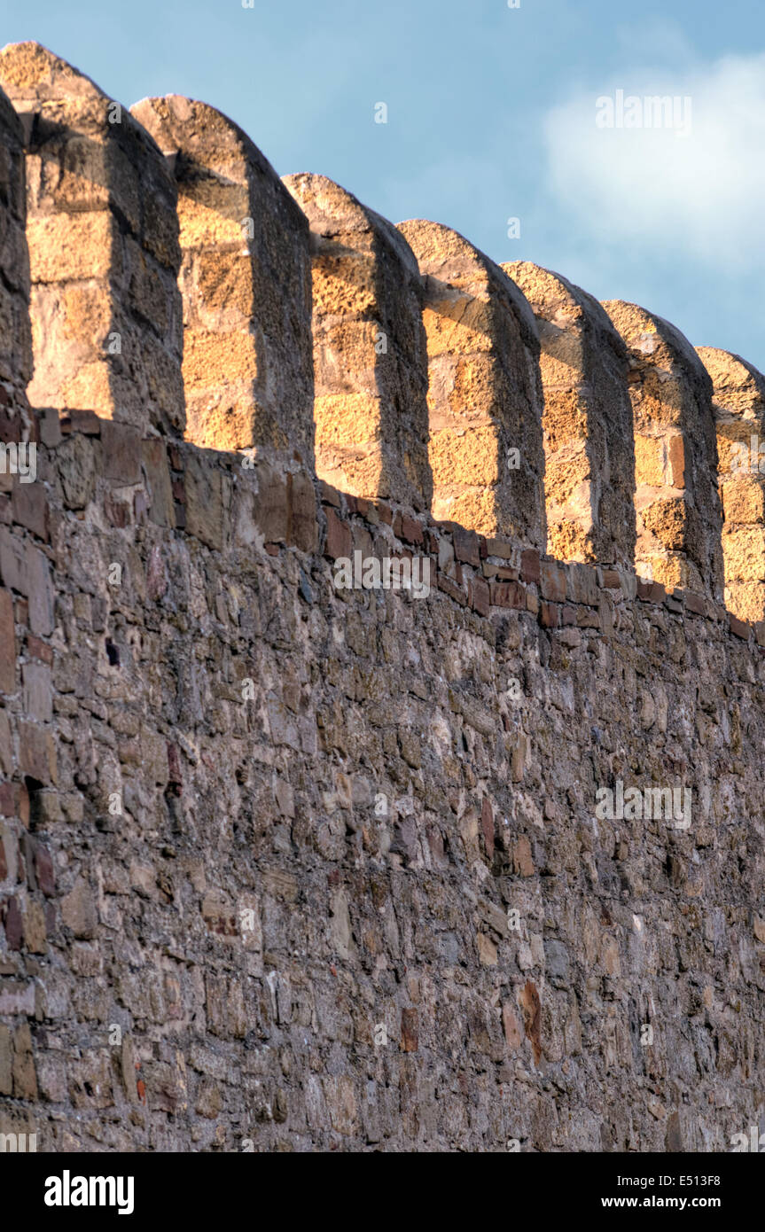 fortified wall of an ancient castle Stock Photo - Alamy