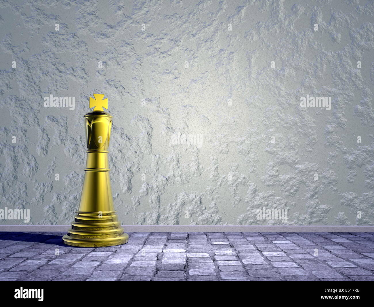 Chess king in the street - 3D render Stock Photo - Alamy
