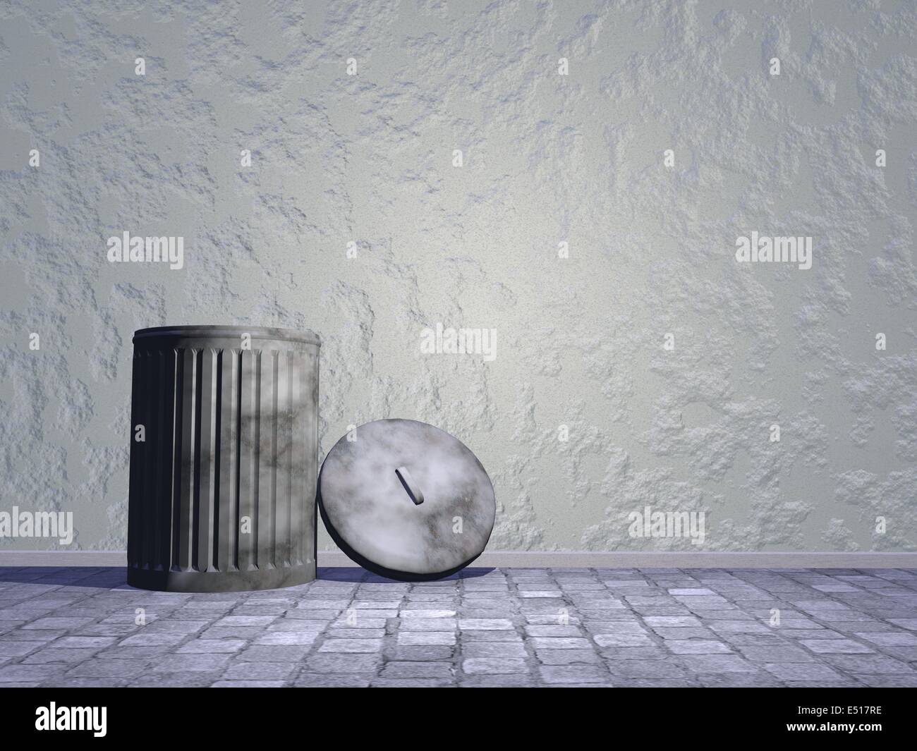 Old bin in the street - 3D render Stock Photo - Alamy