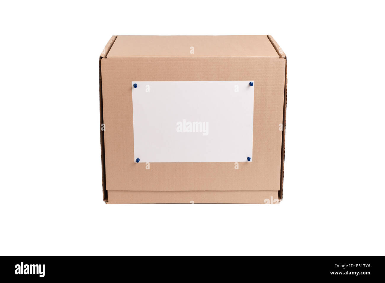 ccardboard box with a sticker Stock Photo - Alamy