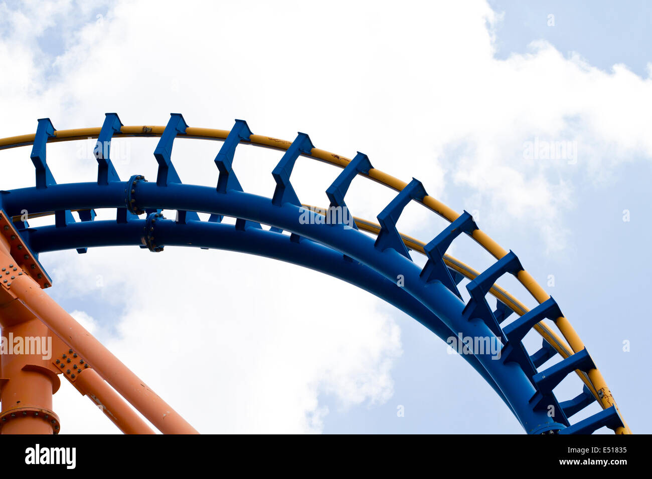 roller coaster rails against blue sunny summer sky Stock Photo - Alamy
