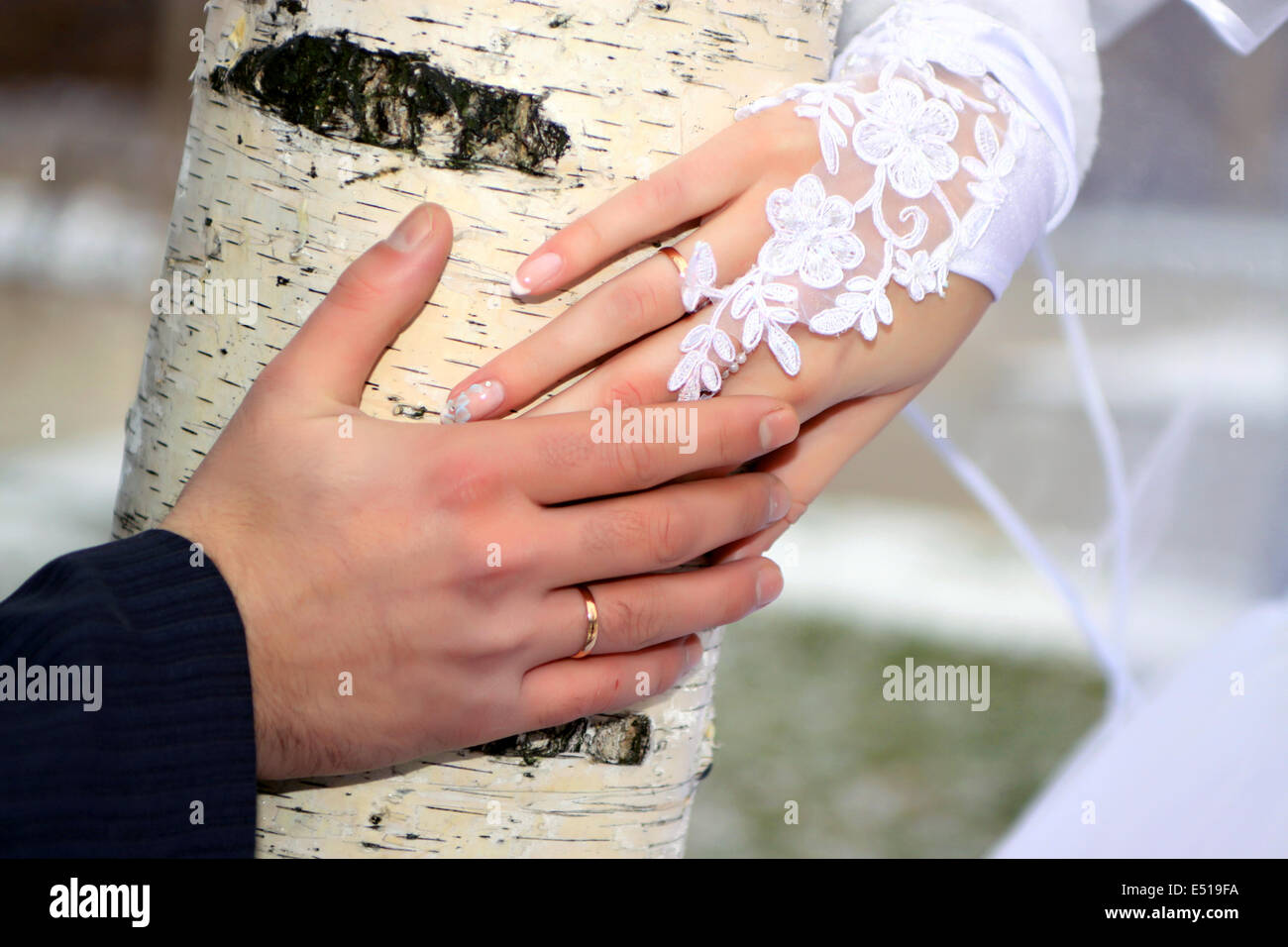 Hands of the groom and the bride Stock Photo - Alamy