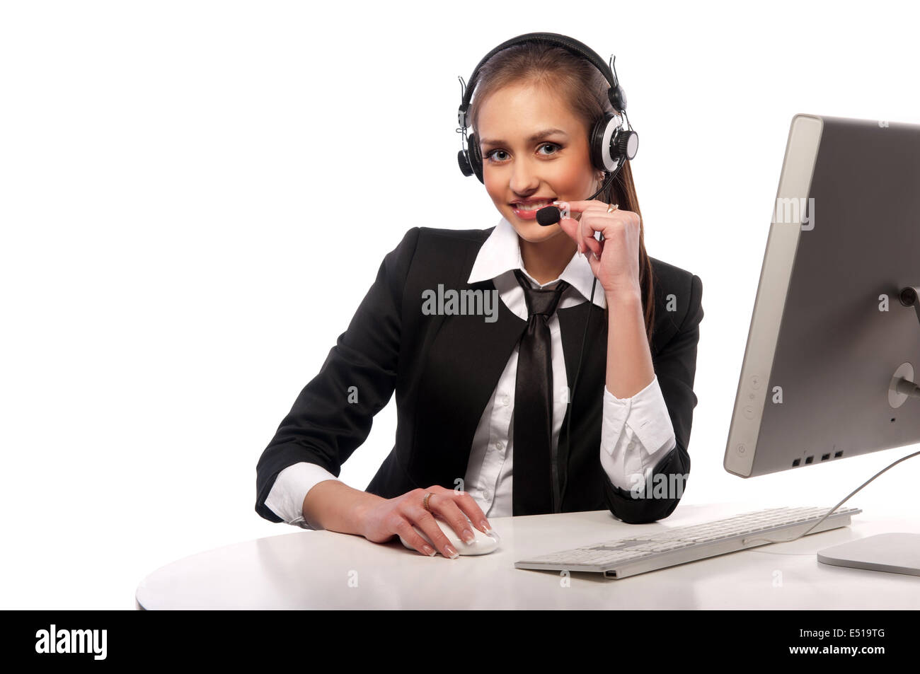 girl works on a computer Stock Photo - Alamy