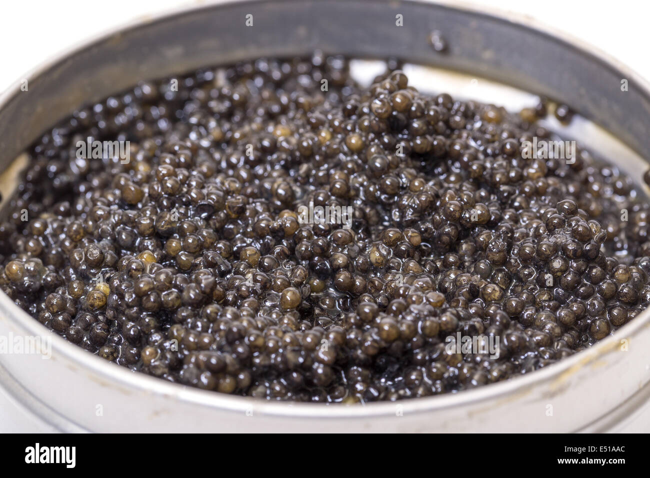 Black caviar in metal can, high angle Stock Photo - Alamy
