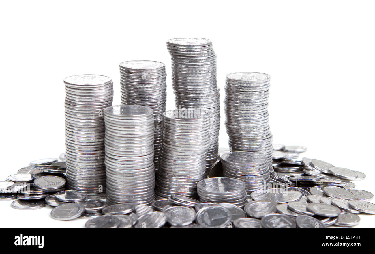 coins stack isolated on white Stock Photo - Alamy
