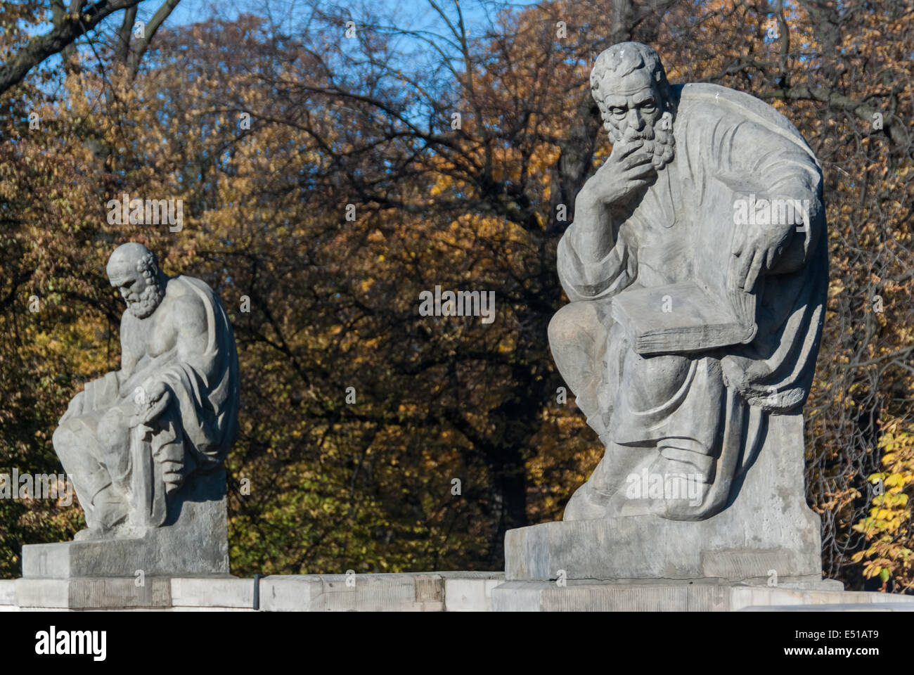 Statues of ancient poets and playwrights at the top of Royal ...