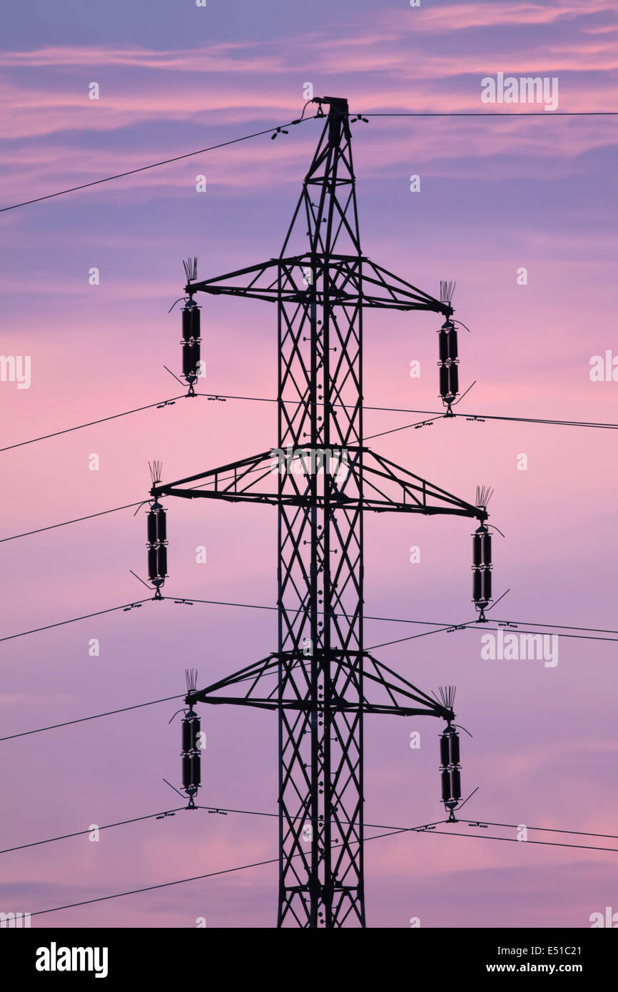 Silhouette of electric pylon hi-res stock photography and images - Alamy