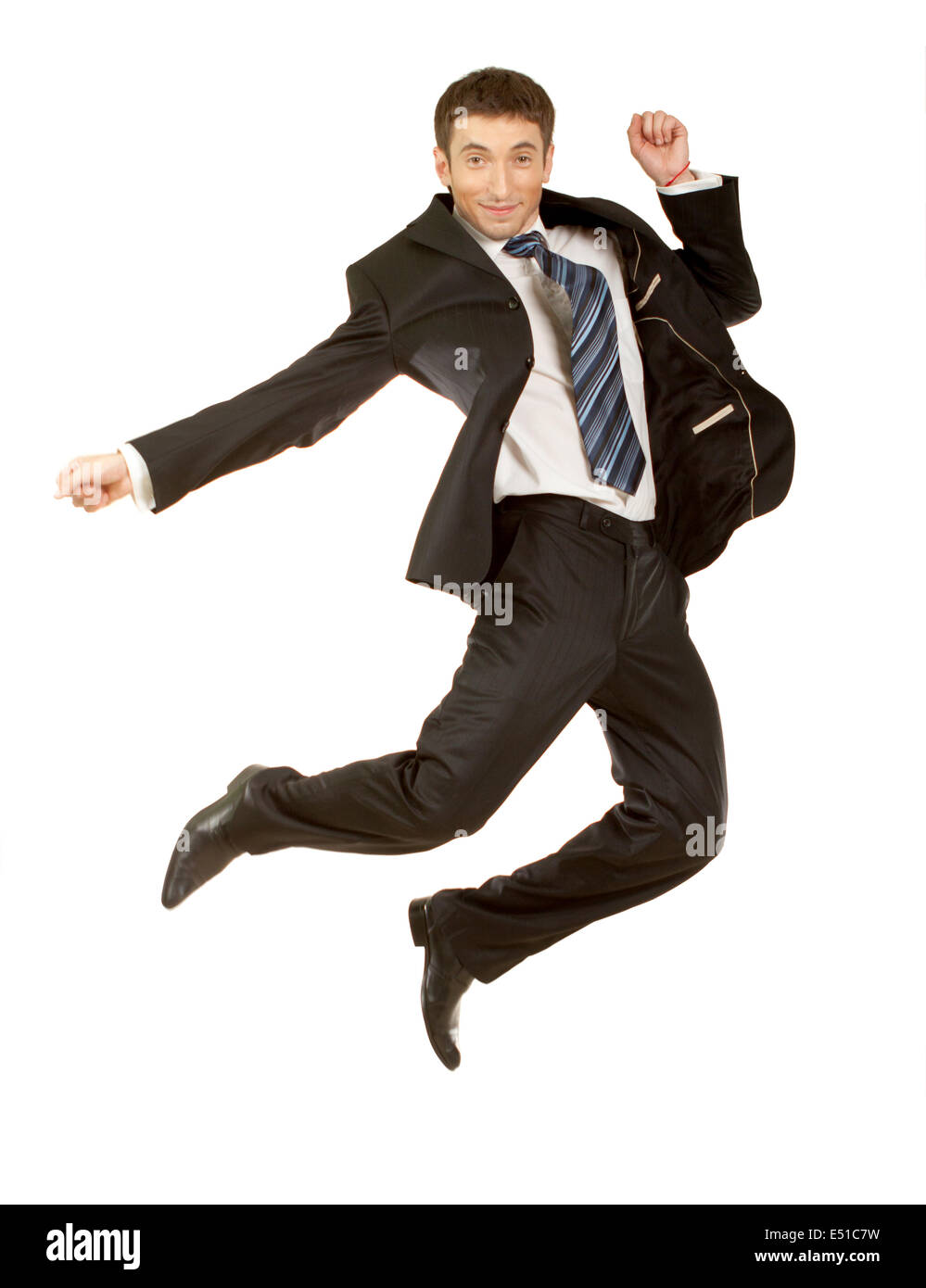 happy businessman jumping in air Stock Photo - Alamy