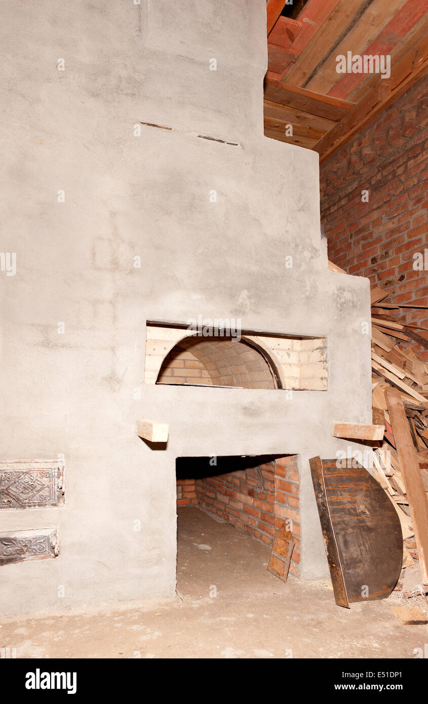 Construction of modern Russian furnace Stock Photo - Alamy