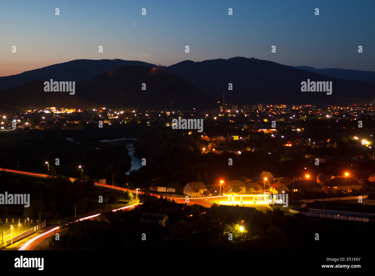 Night view of Mukachevo city Stock Photo - Alamy