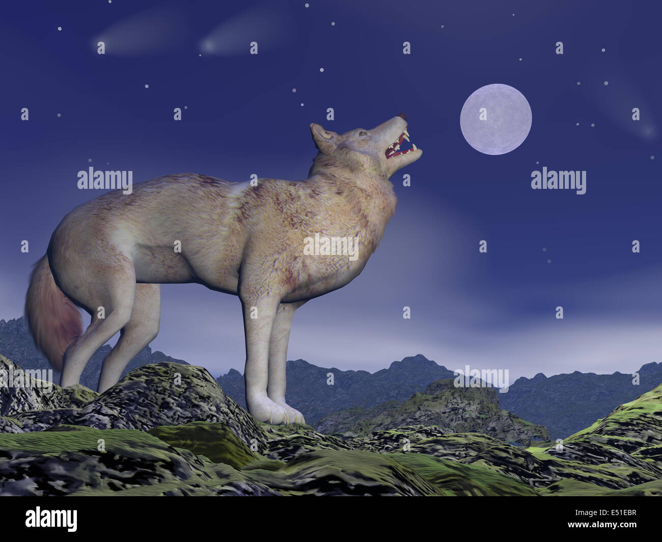 Howling wolf - 3D render Stock Photo - Alamy