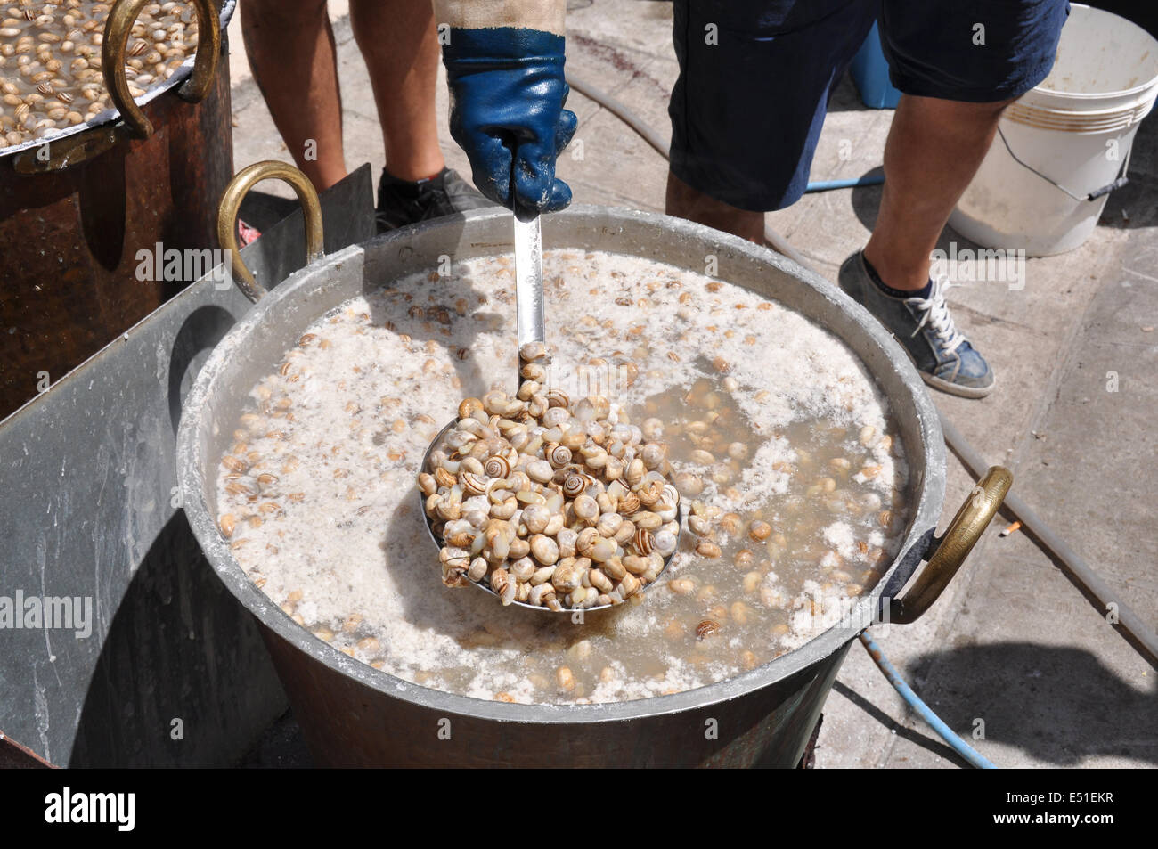 Palermo, Santa Rosalia, 390 Festino, preparation of snails, traditional ...