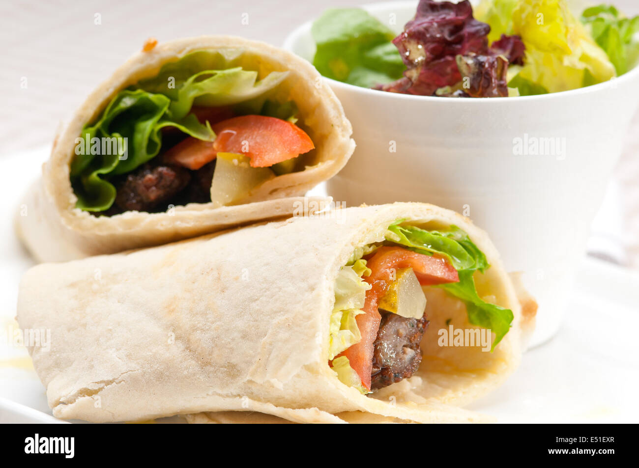 kafta shawarma chicken pita wrap roll sandwich Stock Photo - Alamy