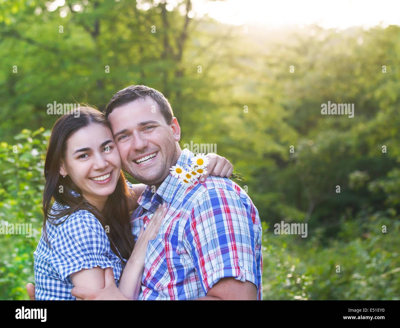 Young happy couple in love in spring day Stock Photo - Alamy