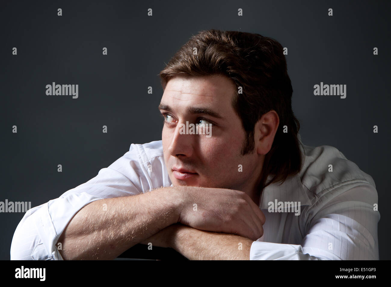 man posing in white shirt Stock Photo - Alamy