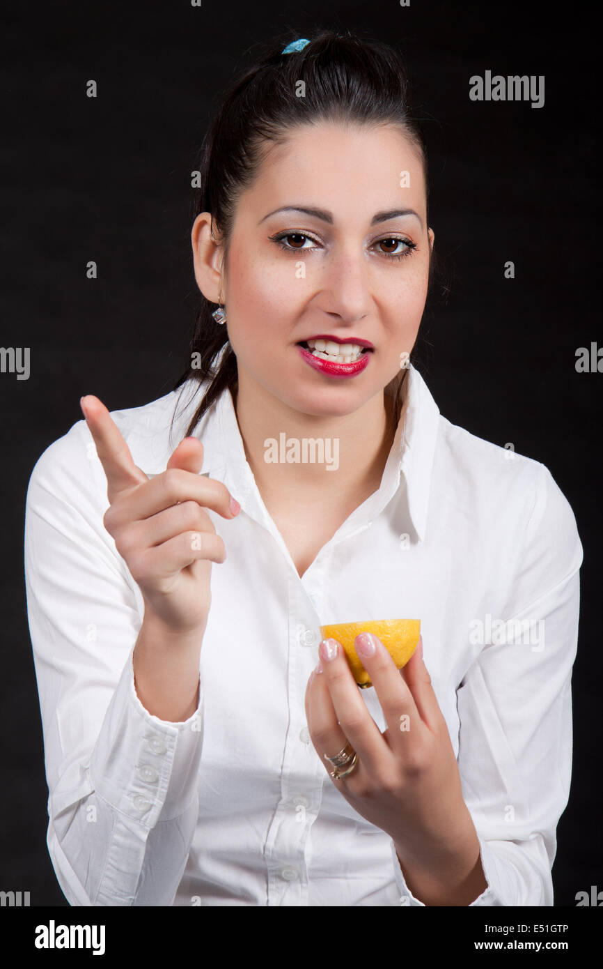 Woman taste sour hi-res stock photography and images - Alamy