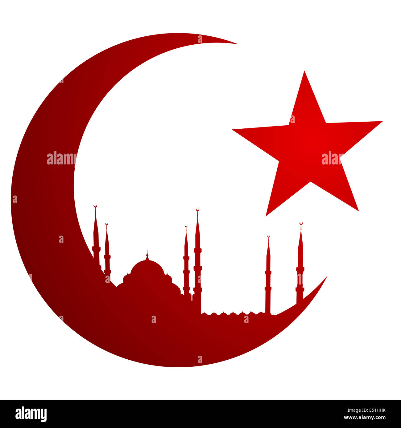 Crescent Moon with Mosque Stock Photo - Alamy