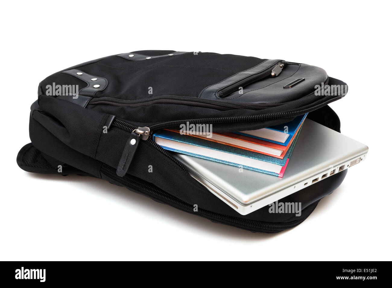bag with laptop and books Stock Photo - Alamy