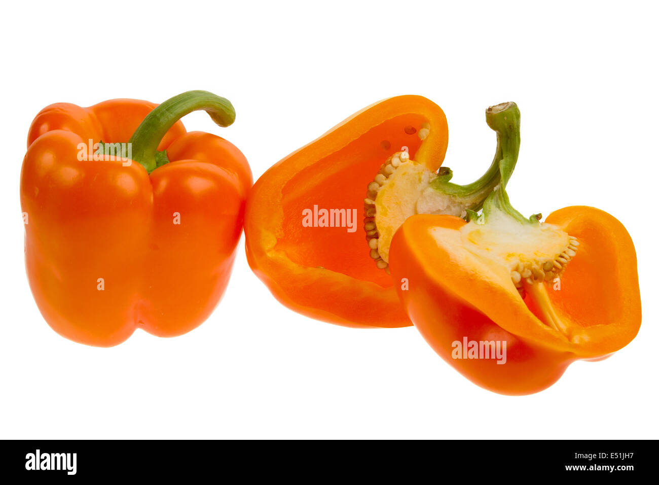 Top view Orange bell pepper isolated Stock Photo - Alamy