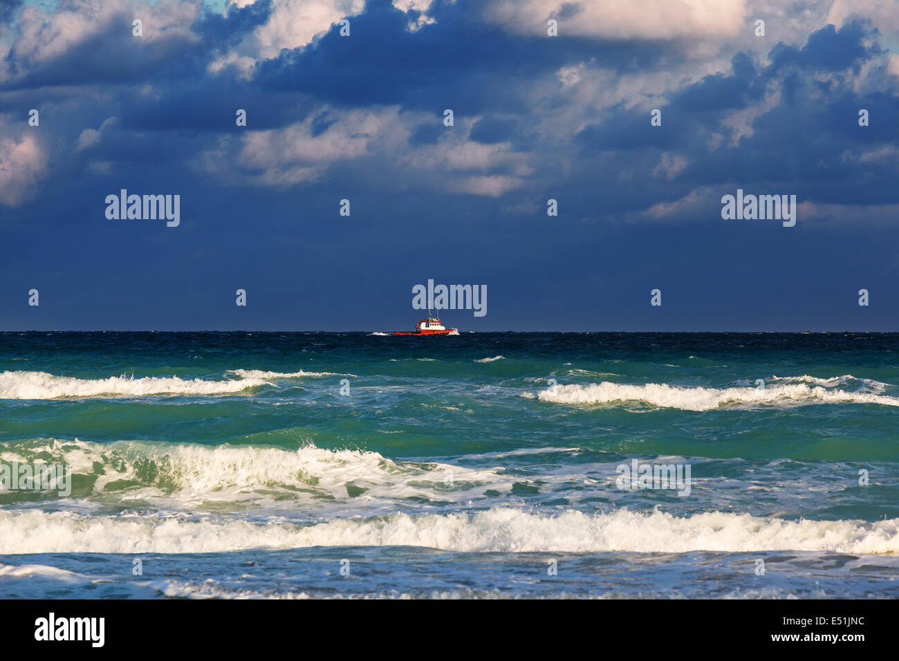boat in the ocean Stock Photo - Alamy