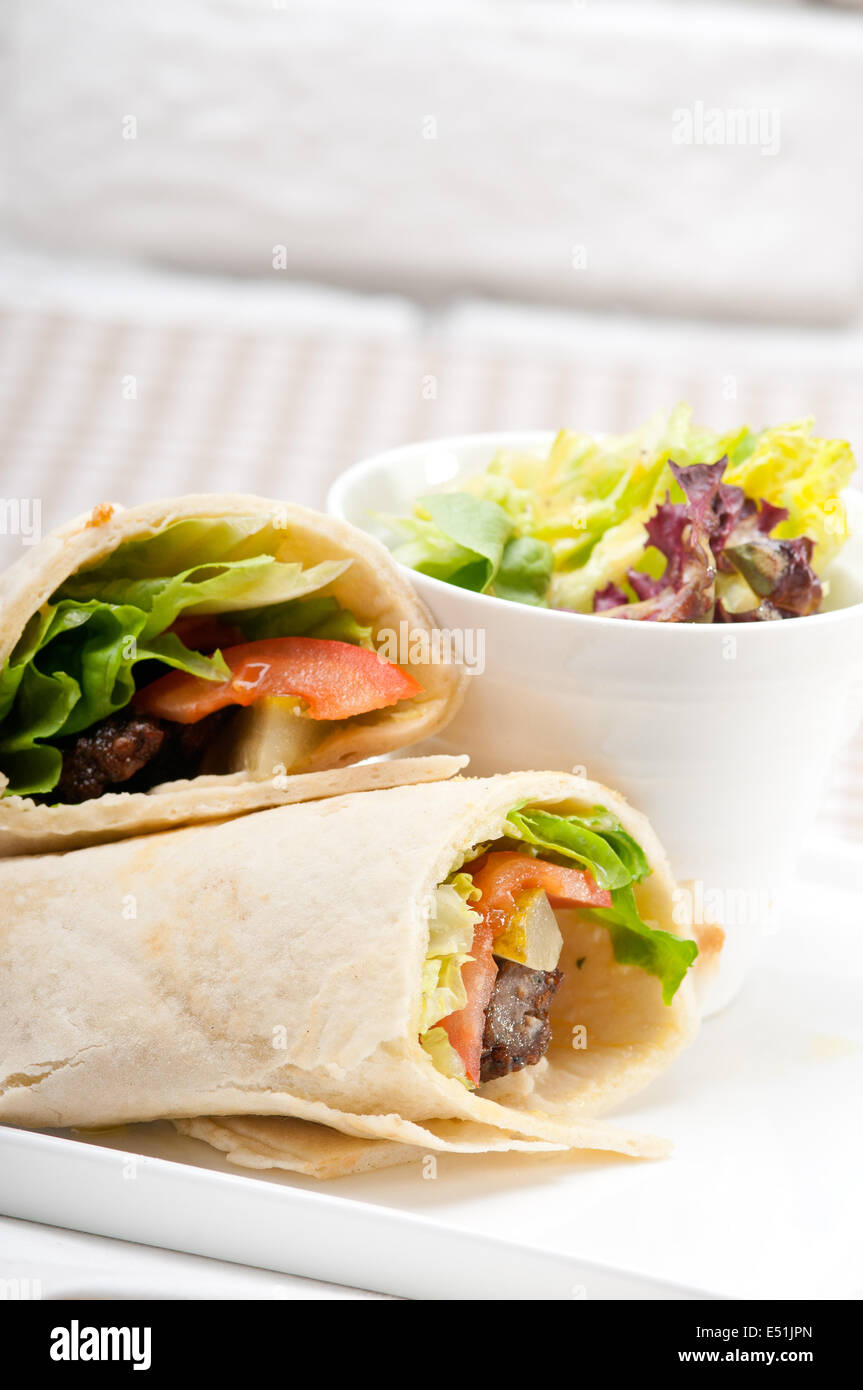 kafta shawarma chicken pita wrap roll sandwich Stock Photo - Alamy