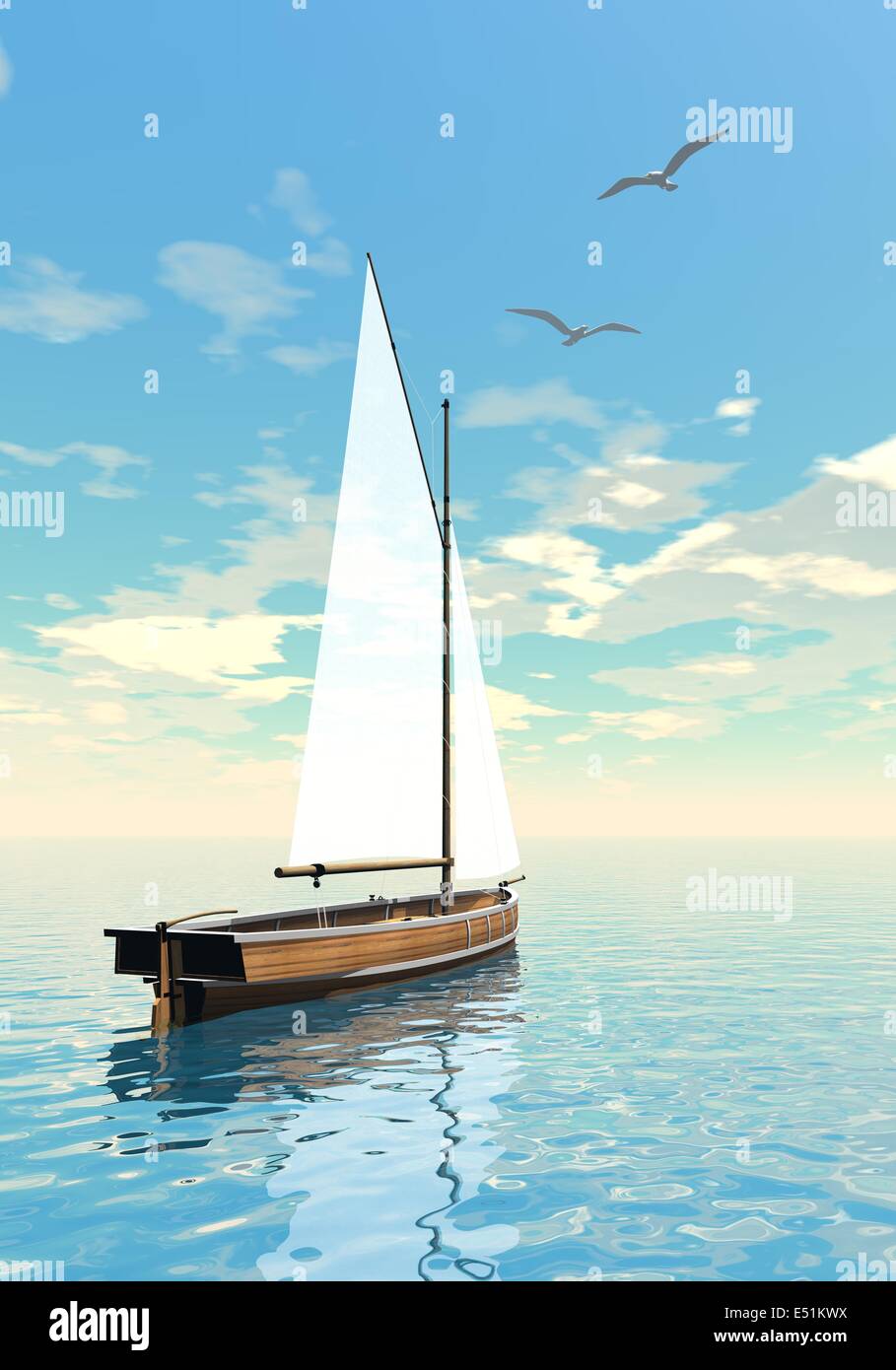 Sailing boat - 3D render Stock Photo - Alamy