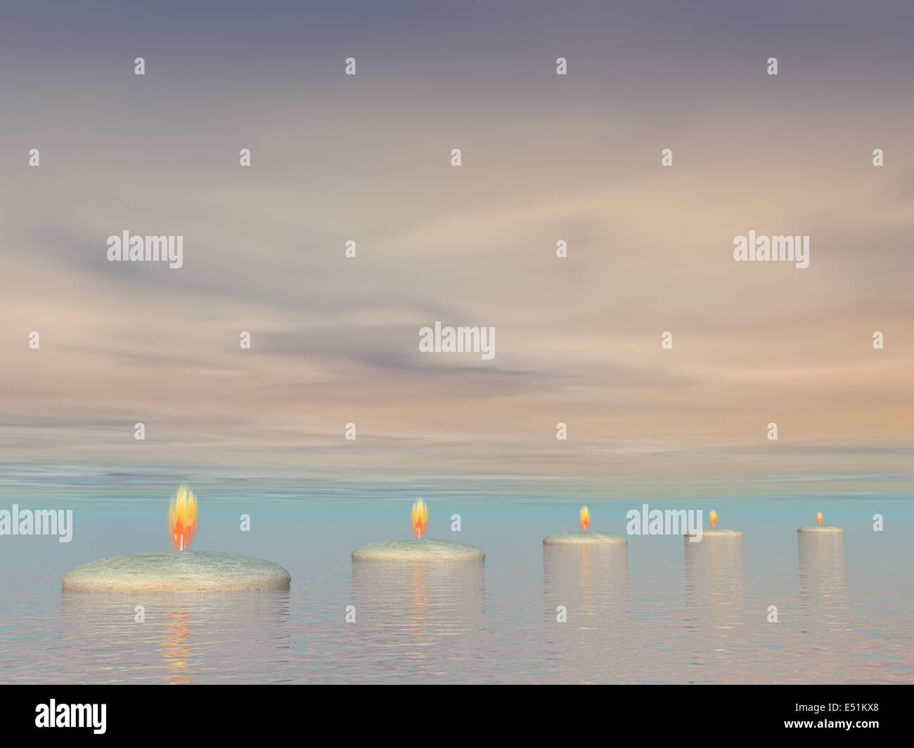 Candle steps - 3D render Stock Photo - Alamy